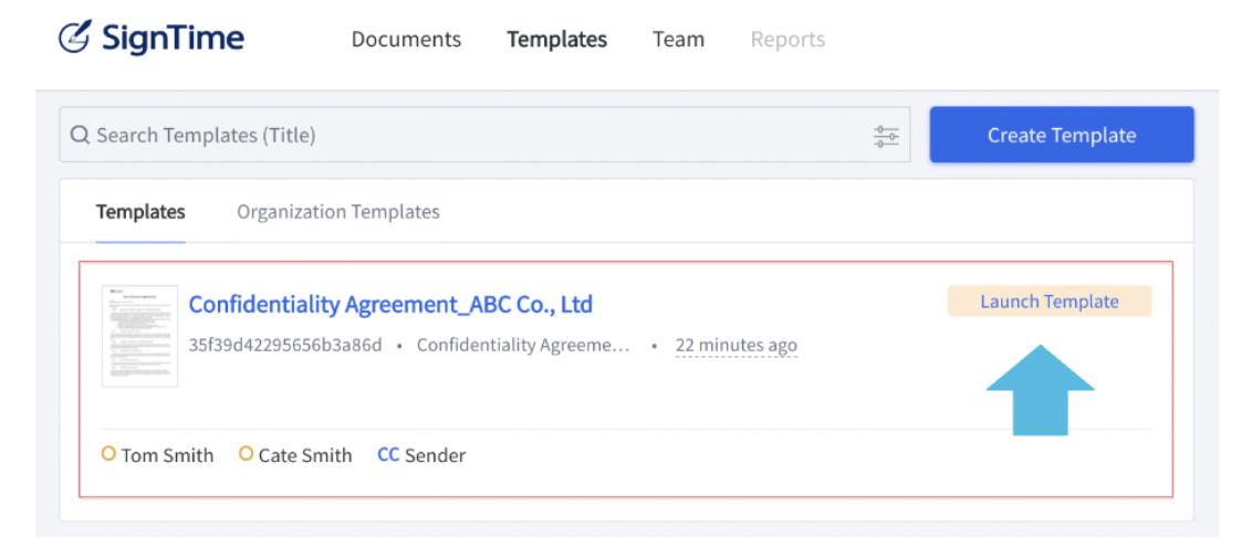 Request an E-Signature Using a SignTime Template – SignTime Help Center